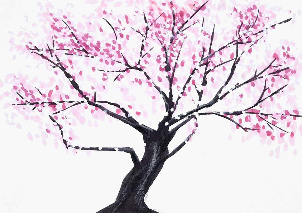 How To Draw A Cherry Blossom Tree - Super Simple Step-By-Step Tutorial